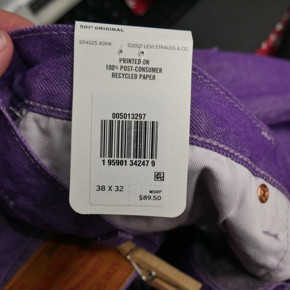 Levi's | Jeans | Rare Levis Fresh 5 Jeans Mens Size 38x32 Purple Dye Mushroom Plant Based Nwt ...